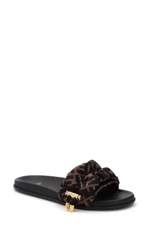 Fendi X Sarah Coleman Ff Vertigo Slide Sandal - Tobacco/black