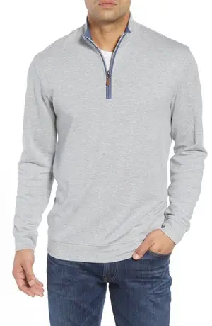 Johnnie-o Sully Quarter Zip Pullover - Light Grey