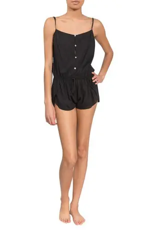 EVERYDAY RITUAL Ava Cotton Romper - Black