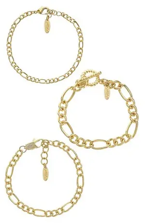 Ettika Set Of 3 Chain Link Bracelets - Gold