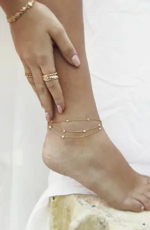 Ettika Cubic Zirconia Anklet - Gold