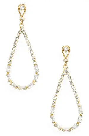 Ettika Crystal Teardrop Earrings - Gold