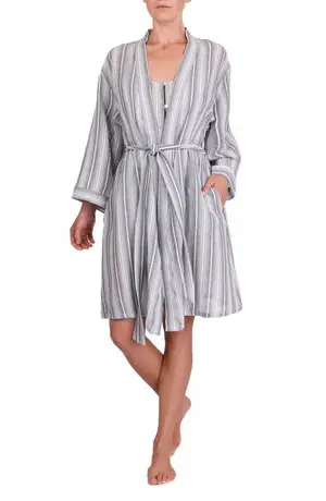 EVERYDAY RITUAL Misty Short Robe - Perissa Stripe