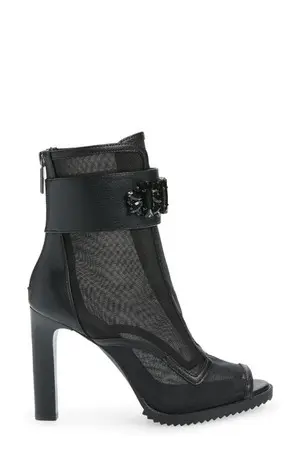 Karl Lagerfeld Paris Peep Toe Bootie With Crystal Strap