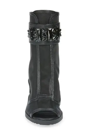 Karl Lagerfeld Paris Peep Toe Bootie With Crystal Strap