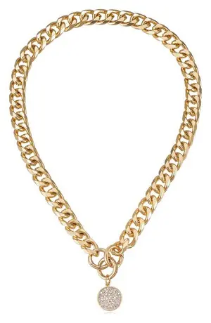 Ettika Crystal Disc Collar Necklace - Gold