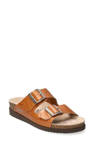 Mephisto Hester Slide Sandal Hazelnut Sand Croco
