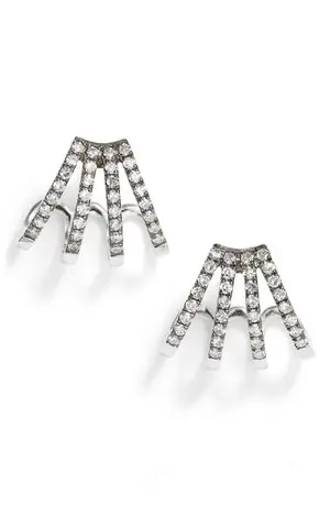 Ef Collection Diamond Multirow Huggie Earrings - White Gold