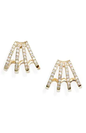 Ef Collection EF Collection Diamond Multirow Huggie Earrings Yelllow Gold