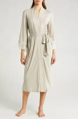 Natori Luxe Shangri-la Robe Cashmere W/ivory