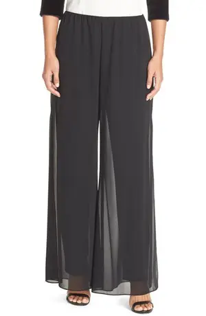 Alex Evenings Georgette Overlay Wide Leg Pants