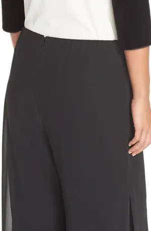 Alex Evenings Georgette Overlay Wide Leg Pants