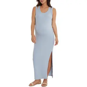 STOWAWAY COLLECTION Double Strap Ribbed Maternity Maxi Dress