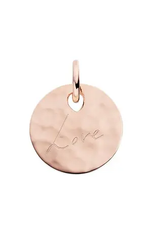 Monica Vinader Engravable Hammered Pendant Charm - Ros Gold