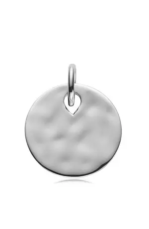Monica Vinader Engravable Hammered Pendant Charm - Silver