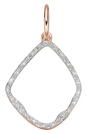 Monica Vinader Riva Diamond Hoop Pendant Charm - Rose Gold