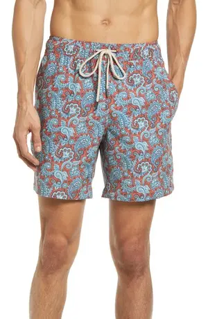 FAIR HARBOR Fair Harbor The Bayberry Swim Trunks Red Paisley