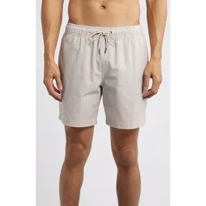 FAIR HARBOR Fair Harbor The Bayberry Swim Trunks Sand Seersucker