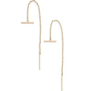 Zoe Chicco Bar Threader Earrings - Yellow Gold
