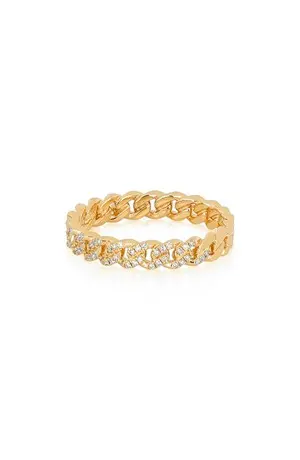 Ef Collection Diamond Mini Curb Chain Ring - Yellow Gold
