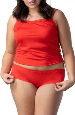 Uwila Warrior Lace Trimmed Silk Camisole - Fiery Red