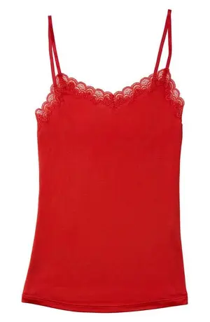 Uwila Warrior Lace Trimmed Silk Camisole - Fiery Red