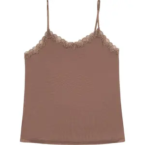 Uwila Warrior Lace Trimmed Silk Camisole - Toffee