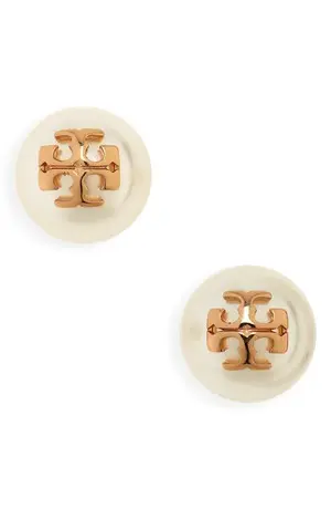 Tory Burch Moondance Pearl Stud Earrings - Ivory/tory Gold