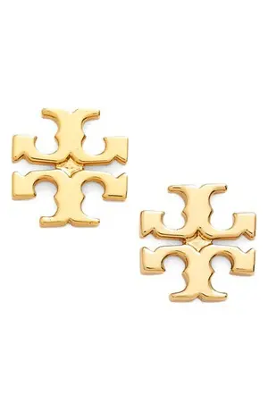 Tory Burch Icon Stud Earrings Shiny Gold