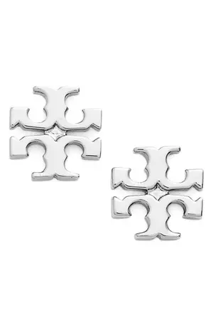 Tory Burch Icon Stud Earrings Silver