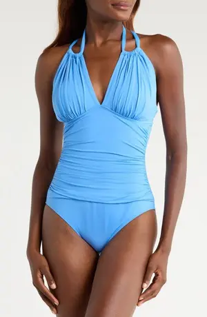 La Blanca Island Goddess Convertible One-piece Swimsuit - Chambray