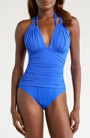 La Blanca Island Goddess Convertible One-piece Swimsuit - Sapphire
