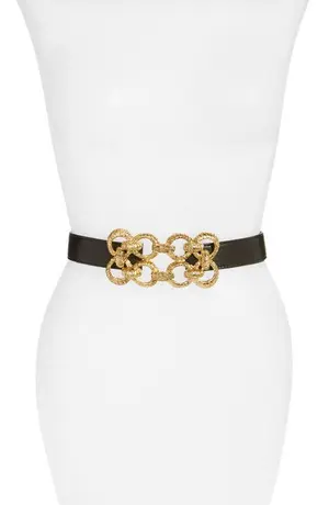 RAINA BELTS Leather Stretch Belt - Black