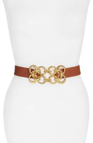 RAINA BELTS Leather Stretch Belt - Cognac