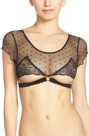 Honeydew Intimates Nichole Cap Sleeve Point D'esprit Bralette - Black