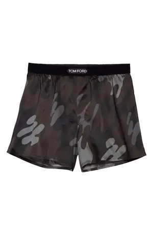 TOM FORD Stretch Silk Boxers Brown
