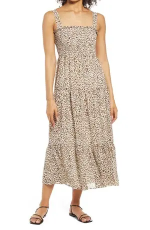 Sam Edelman Animal Print Smocked Sundress