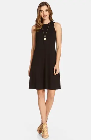Karen Kane High Neck A-line Dress - Black