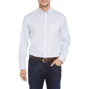 Cutter & Buck Cotton Blend Oxford Stripe Shirt - Light Blue