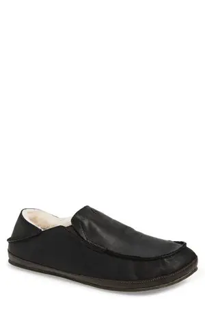 Olukai Moloa Shearling Convertible Slipper - Black/dark Java