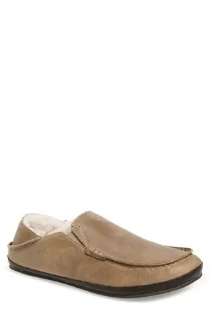 Olukai Moloa Shearling Convertible Slipper - Clay/dark Java