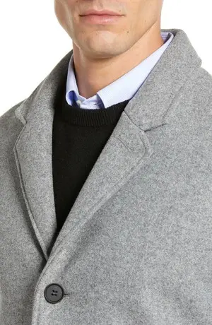 Cole Haan Regular Fit Stretch Wool Coat - Lt Grey