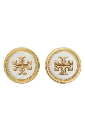 Tory Burch Icon Enamel Stud Earrings Tory Gold/tory Silver