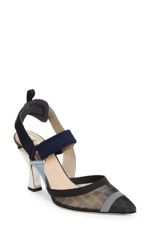 Fendi Fendi Colibri Slingback Pumps Black/ Grey