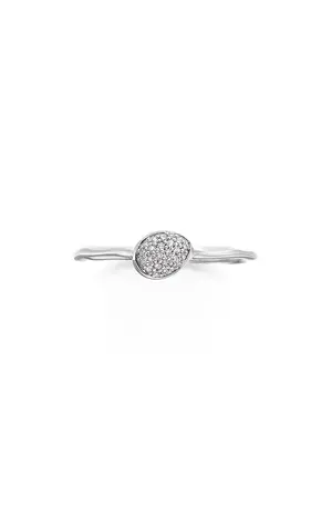 Monica Vinader Siren Small Pavé Diamond Vermeil Ring Silver/ Diamond
