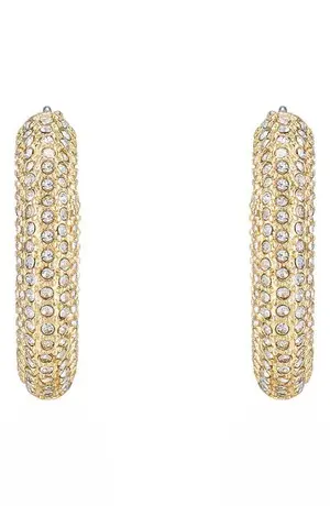 Ettika Crystal Embellished Hoop Earrings - Gold