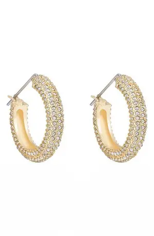 Ettika Crystal Embellished Hoop Earrings - Gold