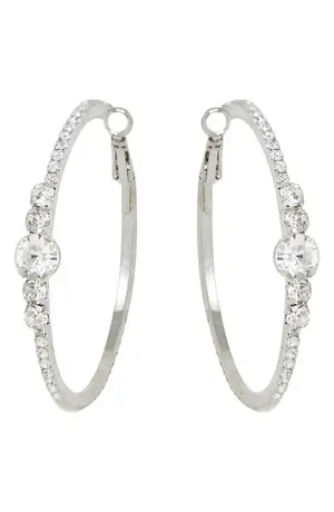Ettika Crystal Embellished Hoop Earrings - Silver