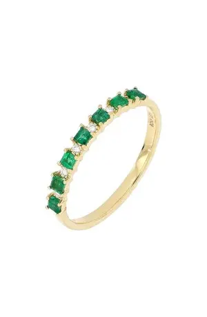 Bony Levy El Mar Emerald & Diamond Stacking Ring - 18ky