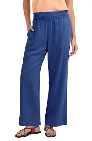 Bella Dahl Smocked Waist Wide Leg Pants - Midnight Surf